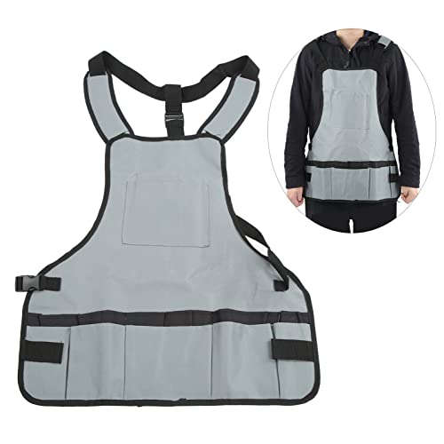 ENTHUSRI Garden Apron Oxford with Pockets Cloth Reusable Outdoor Barbecue BBQ Grill Apron for Men Women Gray