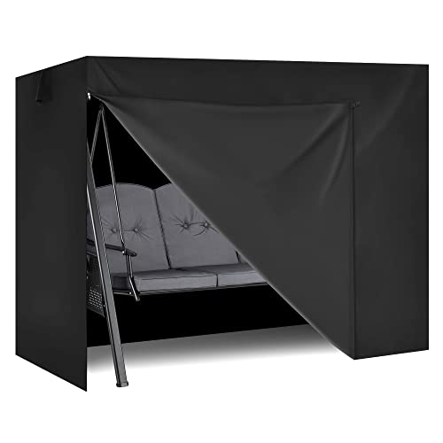 Pamapic Patio Swing Cover,Outdoor Swing Cover for 2/3 Seat Porch Swing, 100% 600D Oxford Cloth, Made of PVC Coated, Waterproof, Dustproof, Windproof, Suitable for Garden, Yard, 50" D x 87" W x 66" H