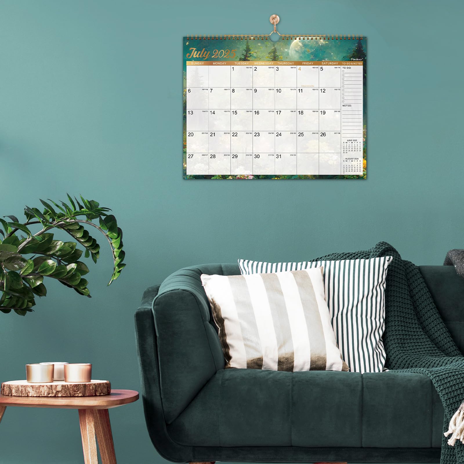 2023-2024 wall Calendar - Calendar 2023-2024 with Julian Date, July 2023 - December 2024, Twin-Wire-Bound, 14.8”x 11.57”, Thick Paper Perfect for Organizing & Planning, 6 Different Background Patterns