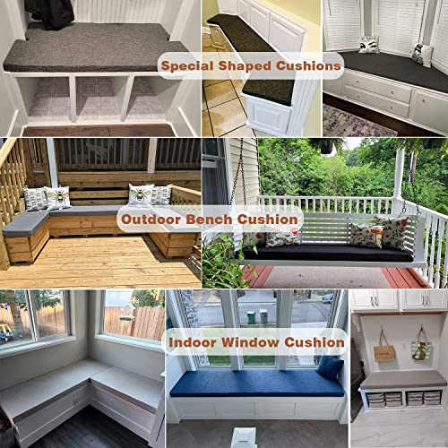Gmsqj Custom Bench Cushions,Personalized Size Bench Pad with Non-Slip Bottom,Indoor/Outdoor Thickened Foam Furniture Cushion for Garden Patio Bench,Bay Window,50D High Elastic Sponge Filling