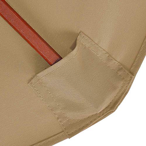 Yanika 9ft Wooden Patio Umbrella - Outdoor Umbrella with Stand - Outside Umbrella for Patio, Garden, Lawn, Deck, Backyard, Pool Yard, Beach Sunshade (Tan)