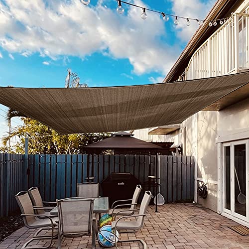 AwnPro Sun Shade Sail 12' x 16' Rectangle Canopy Awning Fabric Permeable Pergolas Top Cover 180 GSM UV Block Fabric 180 GSM UV Block Fabric, for Outdoor Patio Lawn Garden Backyard Awning Brown