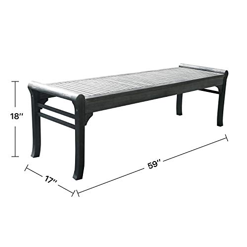 Vifah Renaissance Outdoor Patio 5-Foot Hand-Scraped Wood Backless Garden Bench