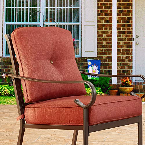 PatioFestival Patio Furniture Sets 4 Piece Metal Outdoor Sofas with 6.3 Inch Cushion Bistro Conversation Set(4PC,Red)