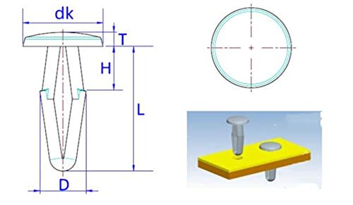 Bioristar Rivets Patio Furniture Webbing Lawn Chair Lounge Fit 4.1-4.5mm Hole 50 Pack Nylon Fastener Rivet Clips (White)