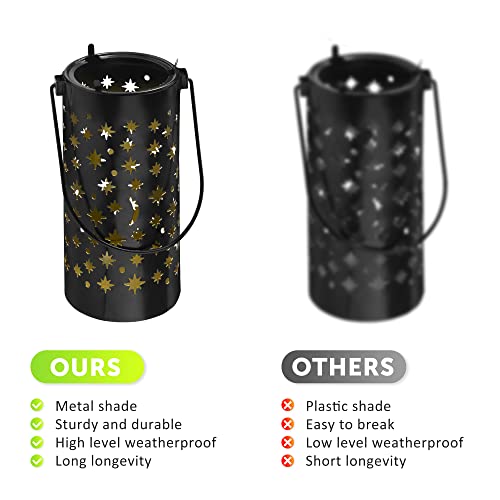 GIGALUMI 6 Pack Solar Lights Outdoor Hanging Lanterns, Metal Star Moon Lantern Lights Decorative with Stakes, Patio Decor Lanterns Outdoor Waterproof for Garden, Yard, Tree, Pathways (Warm White)