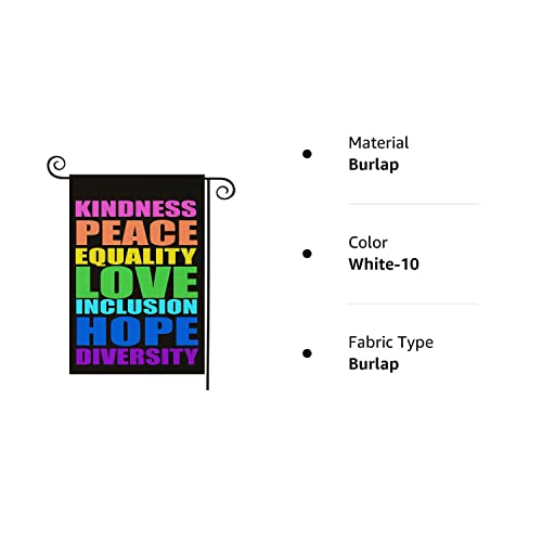 OUXIOAZ Pride Flag Kindness Peace Equality Love Inclusion Hope Diversity Garden Flag Vertical Double Sided 12.5"X18" Burlap Spring Summer Yard Sign Peace Flag Be Kind Flag Patio Outdoor Decoration
