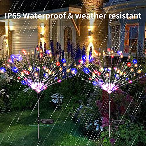HPYDIY 4 Pack Solar Garden Lights Outdoor,Fireworks Lights 8 Modes 120 LED Solar Waterproof Decorative Firefly Lights Pathway Lawn Patio Decor DIY Lamp Landscape courtyards Parties Christmas(Blue)