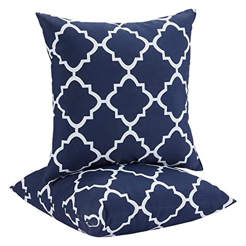 JMKaixin Outdoor/Indoor Throw Pillows, Pack of 2 Waterproof Decorative Throw Pillows with Inserts, 18”x18” Square Pillows for Bed, Couch, Sofa and Patio Furniture