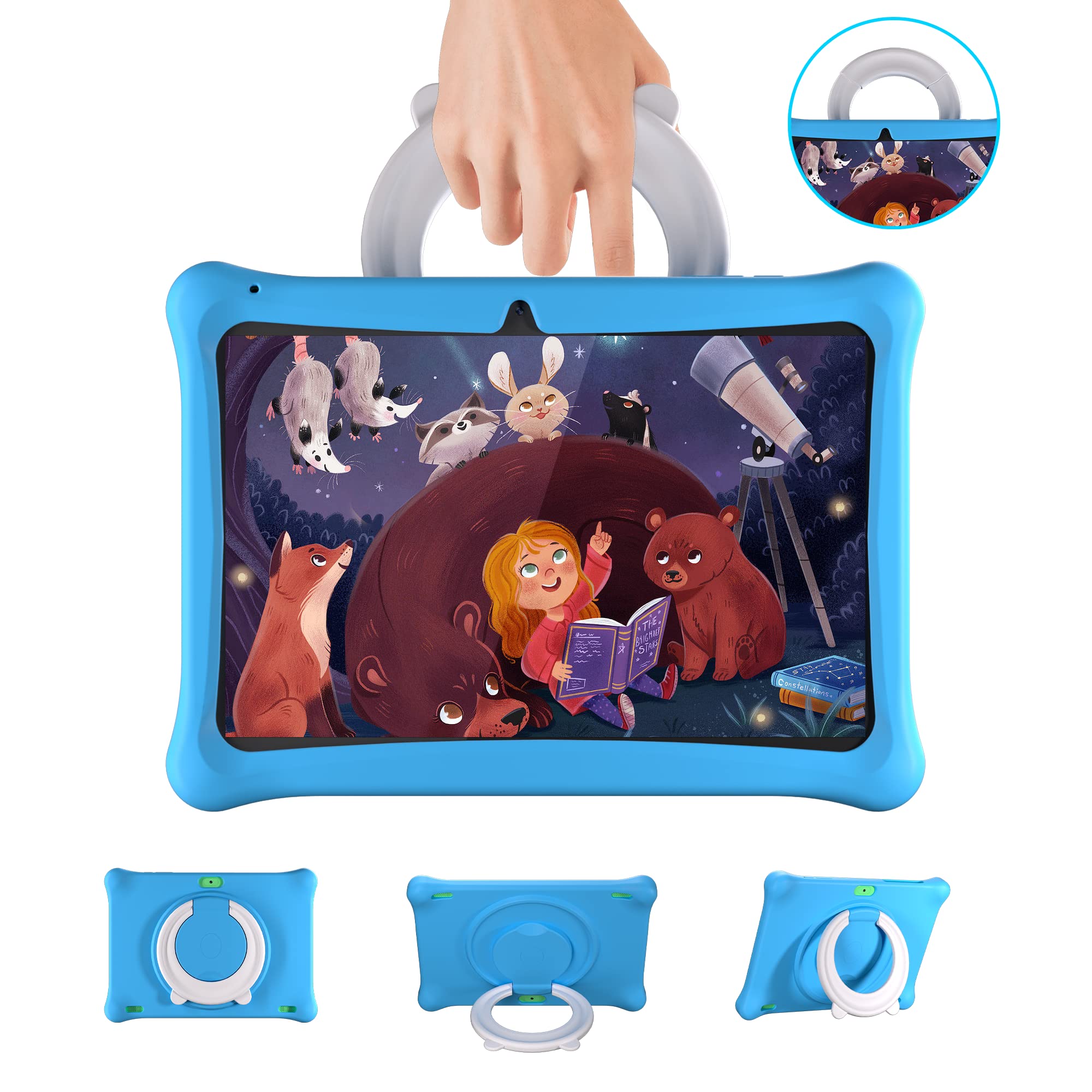 SGIN Tablet for Kids, 2GB RAM 32GB ROM 10 Inch Kids Tablet Android 12 with Case with Parental Control APP, Dual Camera, WiFi, Educational Games,iWawa Pre Installed, Blue