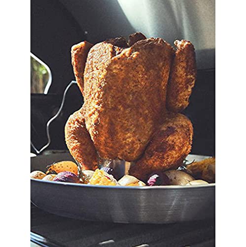 Eaarliyam Beer Can Chicken Roaster Stainless Steel Barbecue Poultry Holder Rack Grill Pan Garden Yard Stainless Steel Basin