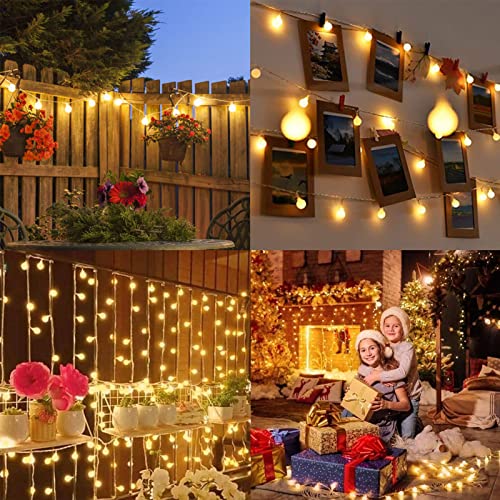 echosari Battery Operated String Lights, 16.5 Feet 50 LED Camping Globe Lights with Remote Timer 8 Modes Frosted Ball Fairy Light for Bedroom Wedding Xmas Tree Party Decoration (Warm White)
