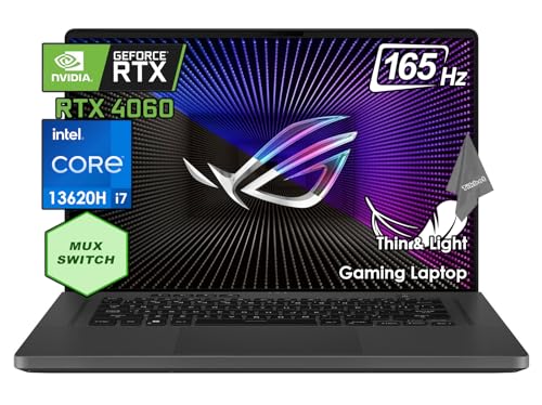 ASUS ROG Zephyrus G16 Gaming Laptop 2023, MUX Switch, 16” WUXGA 165Hz, Latest 10-Core i7-13620H CPU, RTX 4060 8GB GDDR6, Thin & Light, RGB, Win 11 H, W/Cloth (32GB RAM | 2TB PCIe SSD)