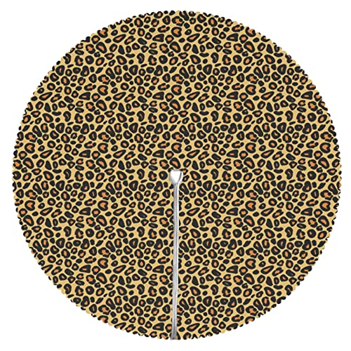 Animal Print Pattern round outdoor tablecloth,Round Tablecloth with Umbrella Hole and Zipper for Patio Garden,Waterproof Spill-Proof,for patio table with umbrella(72" Round,Mustard Orange and Black)