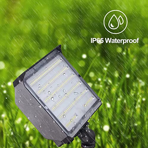 Paktonvo 100W LED Flood Light with Knuckle, Outdoor Flood Light Dusk to Dawn Photocell 5000K 14000lm AC100-277V Equivalent 1000W, ETL Waterproof Wall Mount LED Security Light for Yard Garden (2 Pack)