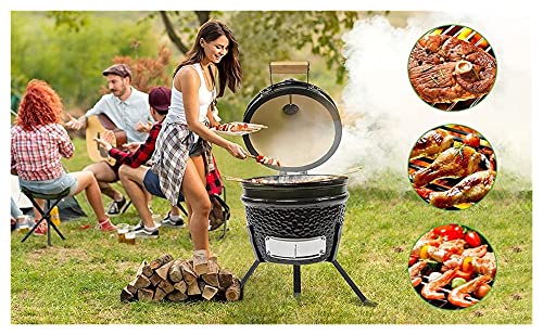 WHNB 13 Inch Ceramic Charcoal Grills Multifunctional Mini Garden Outdoor Grill Without Side Table for BBQ, Camping and Picnic