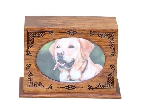 SUPER QUALITY HANDICRAFTS INDIA Wood Cremation Urns For Pet Ashes | Wooden Photo Frame Urn Box For Cat and Dog Ashes | Keepsake Urns | Funeral Urns | Burial Urns | Decorative Urns