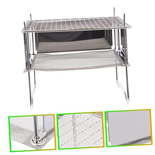 SECFOU 1 Set for Park Camping Duty Kabob Barbecue Hibachi Portable Garden Cooking Tabletop Stainless Outdoor Kabab Heavy- Charcoal Beach Backyard Patio Steel Burning Firepit Folding