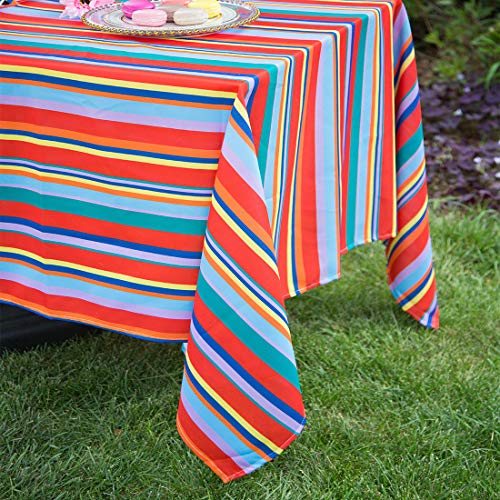 SquarePie Outdoor Tablecloth Rectangle Stain Resistant Waterproof Table Linen Table Cover with Umbrella Hole and Zipper for Picnic Patio Garden Party Tables, 52x70 Color Stripe