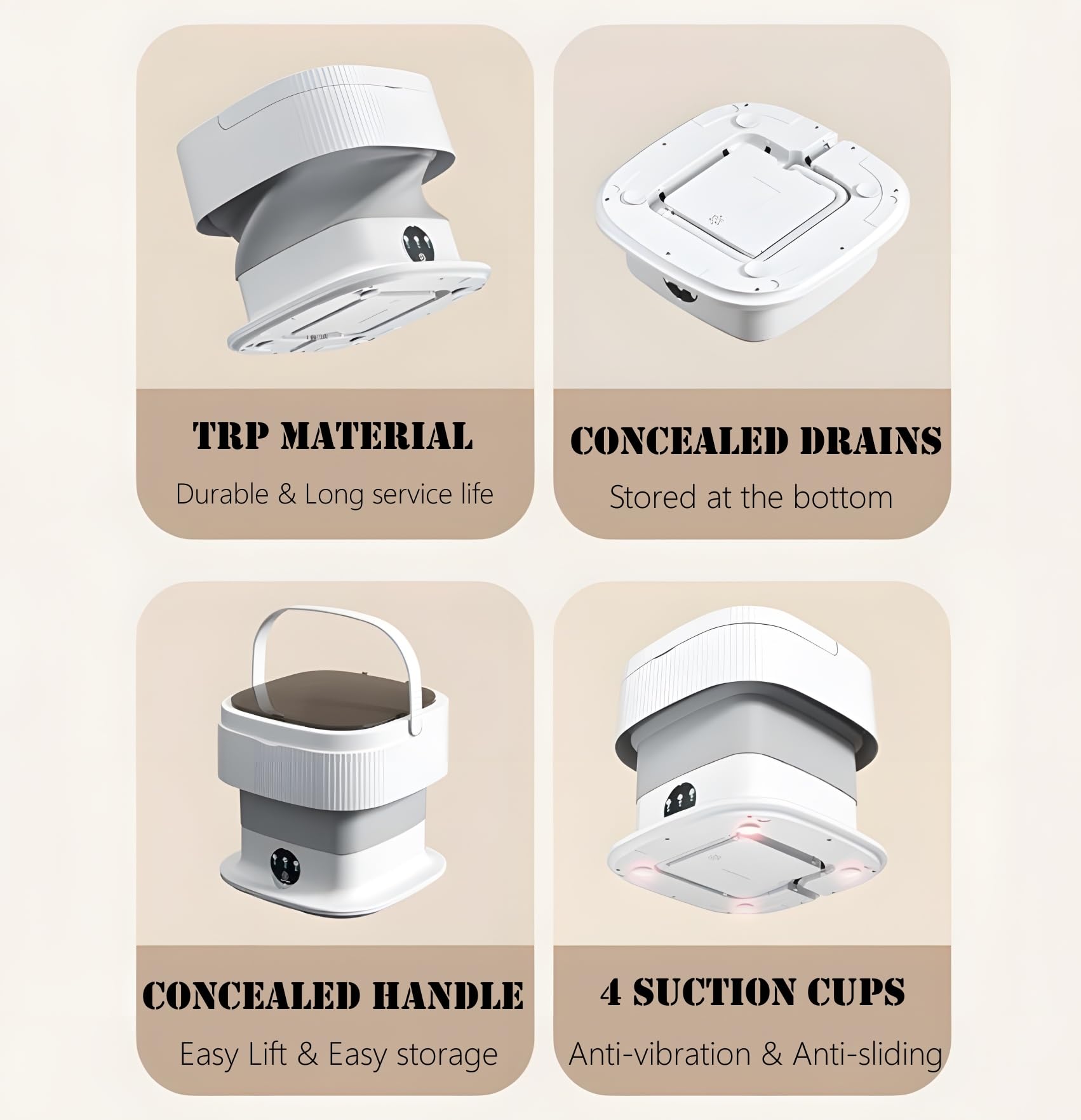 Portable Travel Washing Machine, 10L Portable Mini Washer Machine, Foldable Underwear Washing Machine with Spin Dryer, Small Portable Washer and Dryer Combo for Apartments, Camping, Travel.