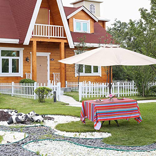 SquarePie Outdoor Tablecloth Rectangle Stain Resistant Waterproof Table Linen Table Cover with Umbrella Hole and Zipper for Picnic Patio Garden Party Tables, 52x70 Color Stripe