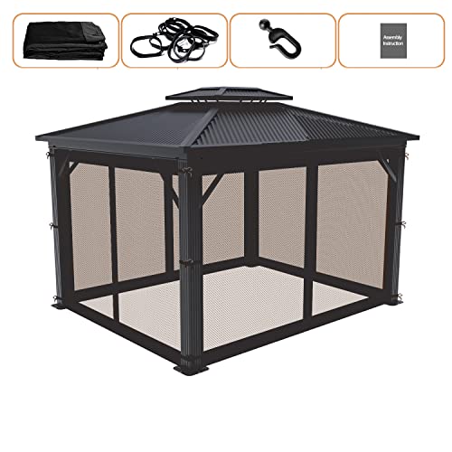 SunCula Replacement Universal Gazebo Netting 4 Panels with Zipper for Garden Patio Yard, ONLY Netting(10'x10', Black)