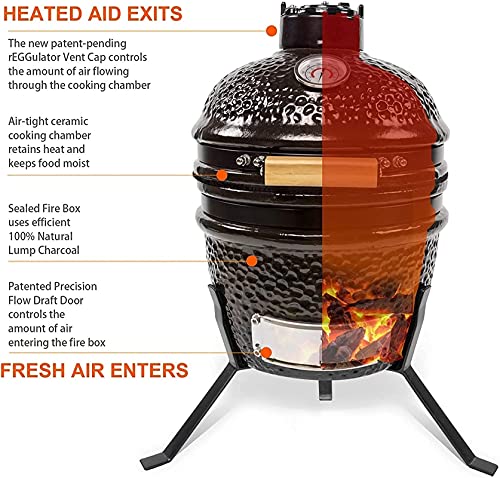 WHNB 13 Inch Ceramic Charcoal Grills Multifunctional Mini Garden Outdoor Grill Without Side Table for BBQ, Camping and Picnic