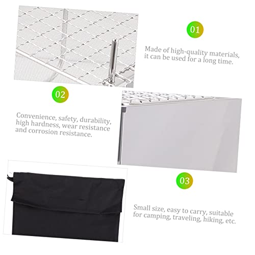 SECFOU 1 Set for Park Camping Duty Kabob Barbecue Hibachi Portable Garden Cooking Tabletop Stainless Outdoor Kabab Heavy- Charcoal Beach Backyard Patio Steel Burning Firepit Folding