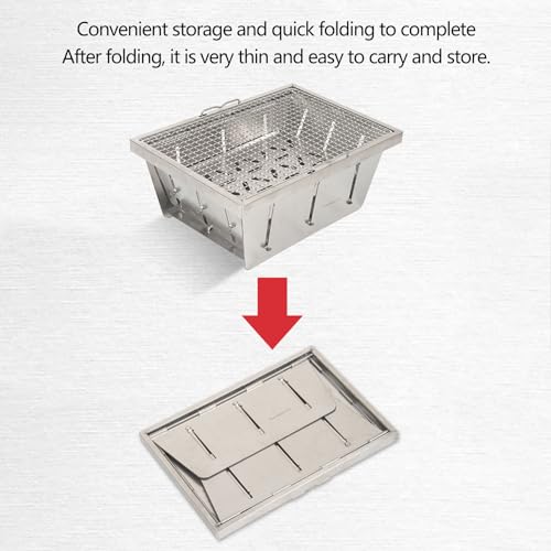 Camping Fire Pit, Foldable Campfire Grill with Storage Bag, Barbeque Grill, Lightweight Camping Grills, Camping Campfire Grill for Fireplace Outdoor Bbq Camping Fire Pit Stainless Steel Grills