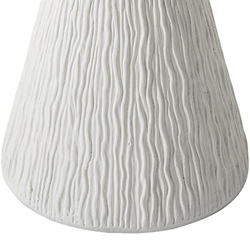 COSIEST Outdoor Side Table, Mushroom Shaped MgO Accent Table, Lightweight Patio End Table with Rotund Base, Round Top Plant Stand for Garden and Deck, White