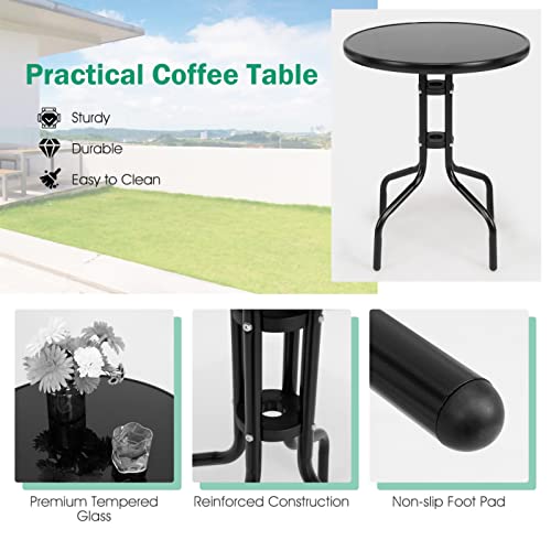 UIIAIOUIAIO 3 Piece Folding Patio Bistro Set, Metal Chairs & Table Set, Outdoor Patio Furniture Set for Garden, Front Porch, Poolside, No Assembly Needs