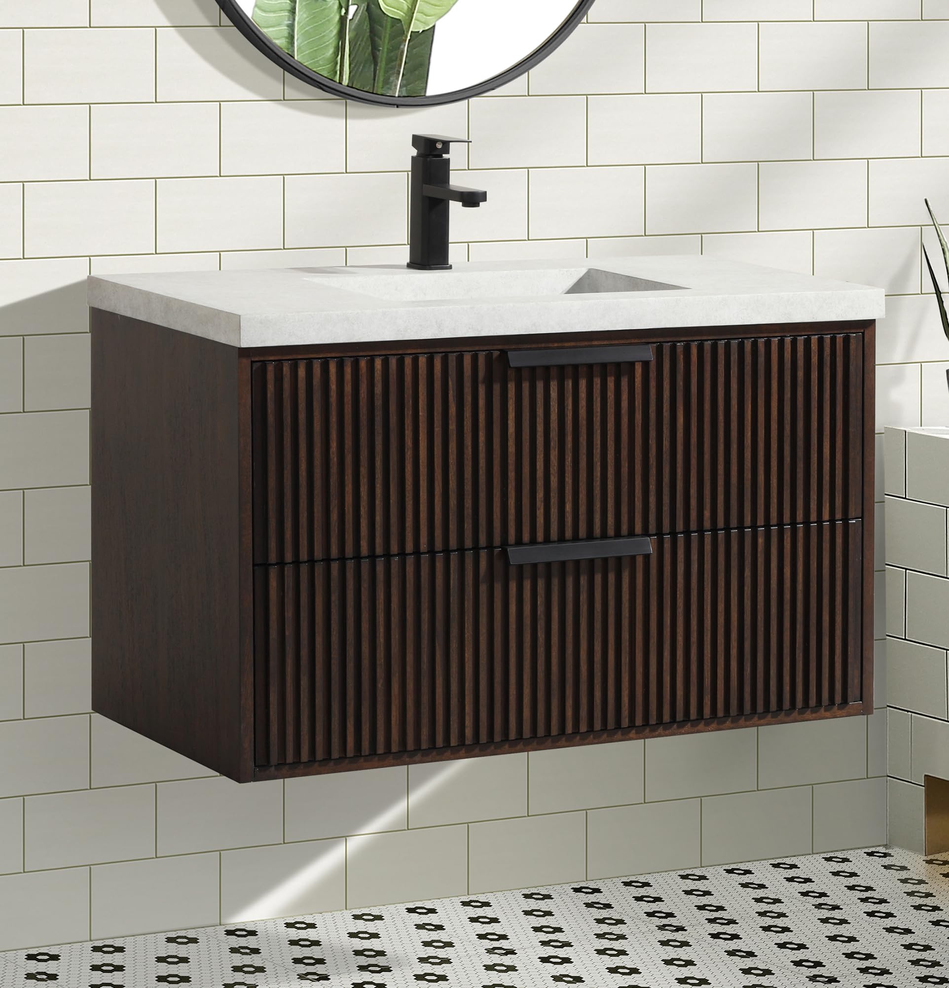 ARI KITCHEN & BATH San Diego 36" Floating Bathroom Vanity Walnut