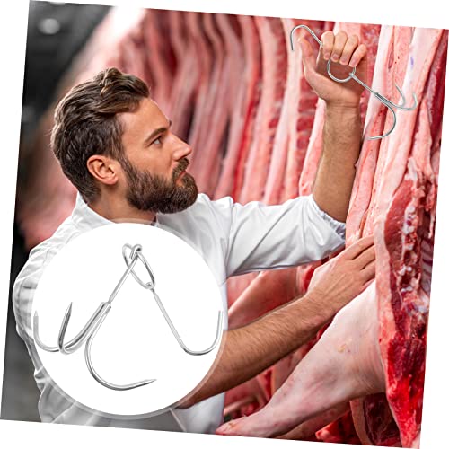 DIKACA Clothes Rack 2pcs Meat Processing Home Bacon Duck Smoker Accessories Roast Storage Tool Ham Steel Triple Garden Cm Hanger Butcher Professional for Hook Grill Kitchen BBQ Drying Prosciutto
