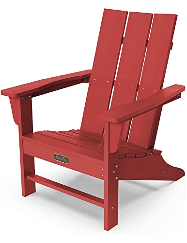 SERWALL Adirondack Chair Hips Outdoor Modern Chair Weather Resistant for Patio Garden- Red