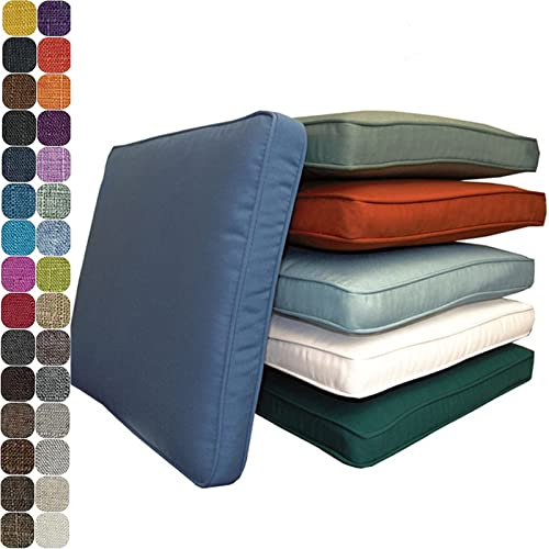 HKX Custom Size Bench Cushion, Outdoor/Indoor Personalized Bay Window Seat Cushion Foam Long Chair Cushion Sofa Pads Patio, 200+ Colors Waterproof PU Linen Fabric Optional Garden Seat Pad