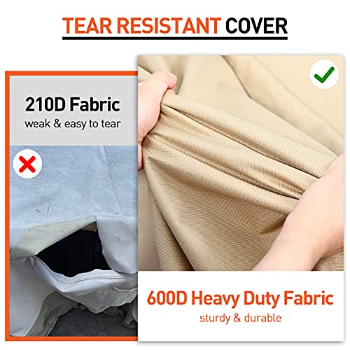 Arcedo 60 Inch Patio Sofa Cover and 2 Pack 80 Inch Patio Chaise Lounge Covers, Waterproof Outdoor Furniture Covers, Beige & Brown