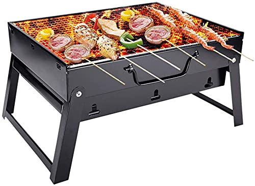 Electric Grill Indoor Barbecue Grill Outdoor, Portable Folding Charcoal Barbecue Grill Basket Tabletop Outdoor Stainless Steel Smoker BBQ for Picnic Garden Terrace Camping Travel