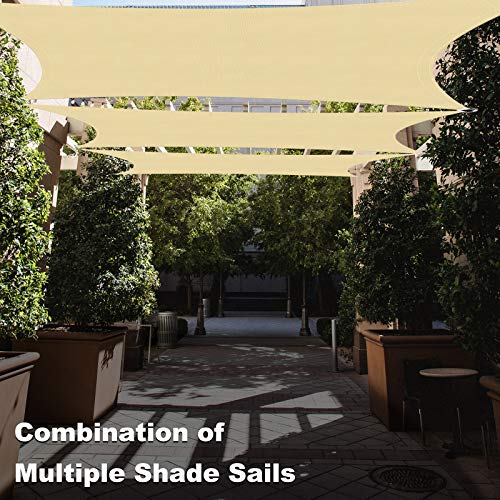 Amazmic Sun Shade Sail Rectangle 10'x10' UV Block Waterproof Canopy Outdoor Activities Patio/Garden/Backyard/Swimming Pools/Carports, Beige