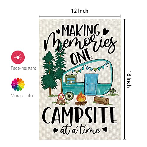 Camping Making Memories Garden Flag 12x18 Inch Double Sided RV Campsite Campfire Outside Party Decoration Yard Décor