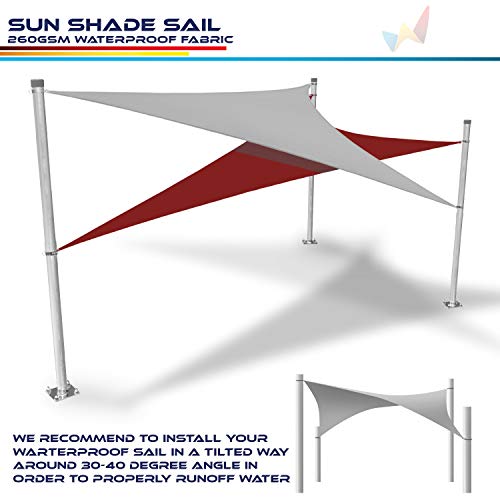 Windscreen4less Right Triangle Red 16'x16'x22.6' Terylene Waterproof Sun Shade Sail UV Sesistant Canopy Awning Shelter Fabric for Patio Yard Lawn Garden Outdoor Activities - Customized Sizes