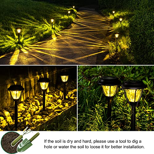 GIGALUMI Solar Garden Lights, 6 Pack Solar Yard Lights, Bright Solar Lights Outdoor Waterproof, Led Solar Pathway Lights Auto On/Off, Landscape Path Lights Solar Powered for Yard, Walkway, Lawn