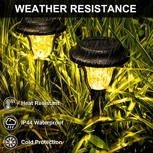 GIGALUMI Solar Garden Lights, 6 Pack Solar Yard Lights, Bright Solar Lights Outdoor Waterproof, Led Solar Pathway Lights Auto On/Off, Landscape Path Lights Solar Powered for Yard, Walkway, Lawn