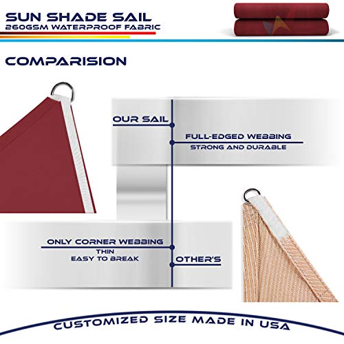 Windscreen4less Right Triangle Red 16'x16'x22.6' Terylene Waterproof Sun Shade Sail UV Sesistant Canopy Awning Shelter Fabric for Patio Yard Lawn Garden Outdoor Activities - Customized Sizes