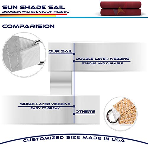Windscreen4less Right Triangle Red 16'x16'x22.6' Terylene Waterproof Sun Shade Sail UV Sesistant Canopy Awning Shelter Fabric for Patio Yard Lawn Garden Outdoor Activities - Customized Sizes