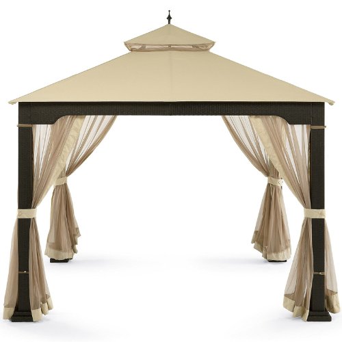 Garden Winds Cindy Crawford Wicker Gazebo Replacement Canopy Top Cover - RipLock 350