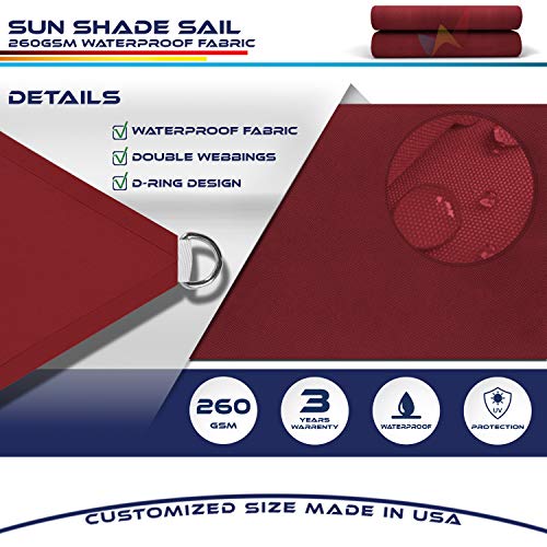 Windscreen4less Right Triangle Red 16'x16'x22.6' Terylene Waterproof Sun Shade Sail UV Sesistant Canopy Awning Shelter Fabric for Patio Yard Lawn Garden Outdoor Activities - Customized Sizes