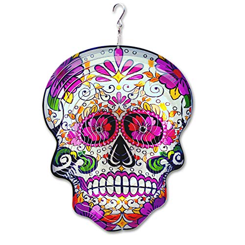 Fonmy Kinetic 3D Metal Garden Wind Spinner Quality Hanging Ornament for Home and Garden 12inch Mandala Daisy Sugar Skull Wind Spinners
