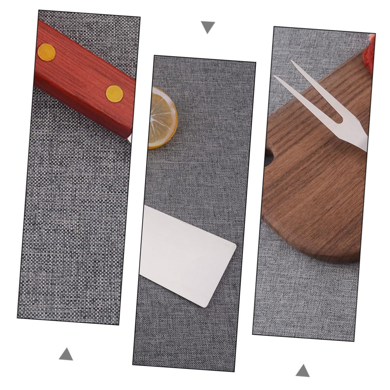 GANAZONO 3 Pcs Three Piece Barbecue Set Stainless Steel BBQ Tools Barbecue Roasting Sticks Grilling Barbeque Food Tongs BBQ Spatula Outdoor Accessories Grill Utensils Fork Wooden Major