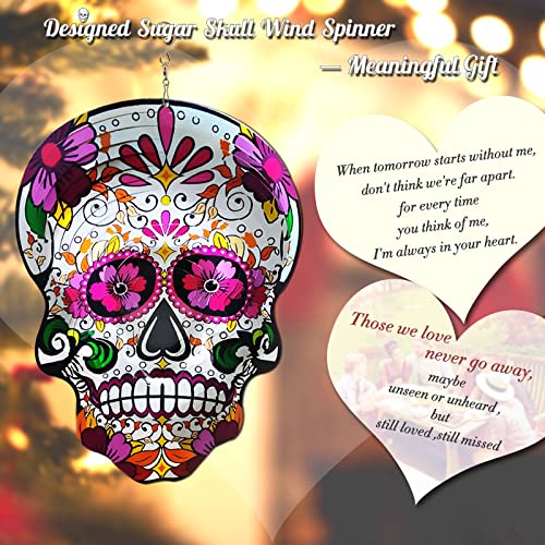 Fonmy Kinetic 3D Metal Garden Wind Spinner Quality Hanging Ornament for Home and Garden 12inch Mandala Daisy Sugar Skull Wind Spinners