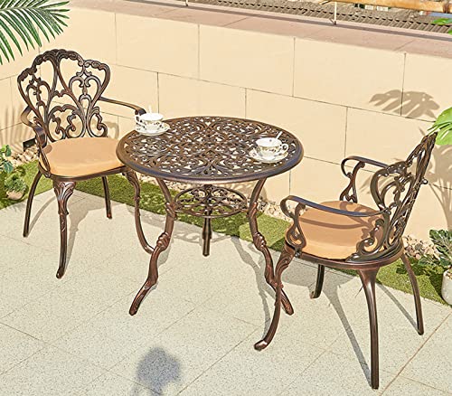 EESHHA Garden Bench 3 Pcs Cast Aluminum Set Garden Furniture Dining Table Chairs Antique Outdoor Seat Patio Seater